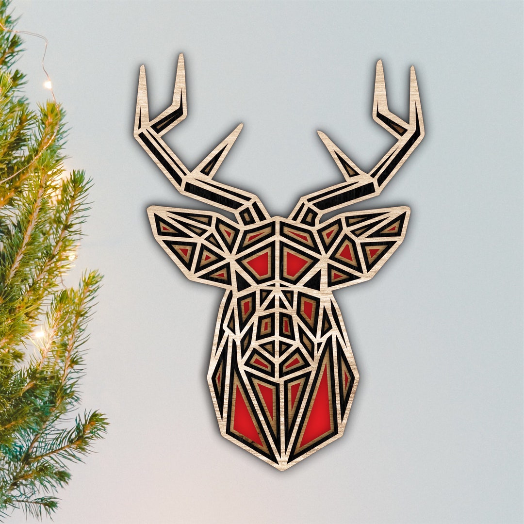 Laser Cut Multilayer Deer Head File Home Wall Art Decor Glowforge Xtool ...
