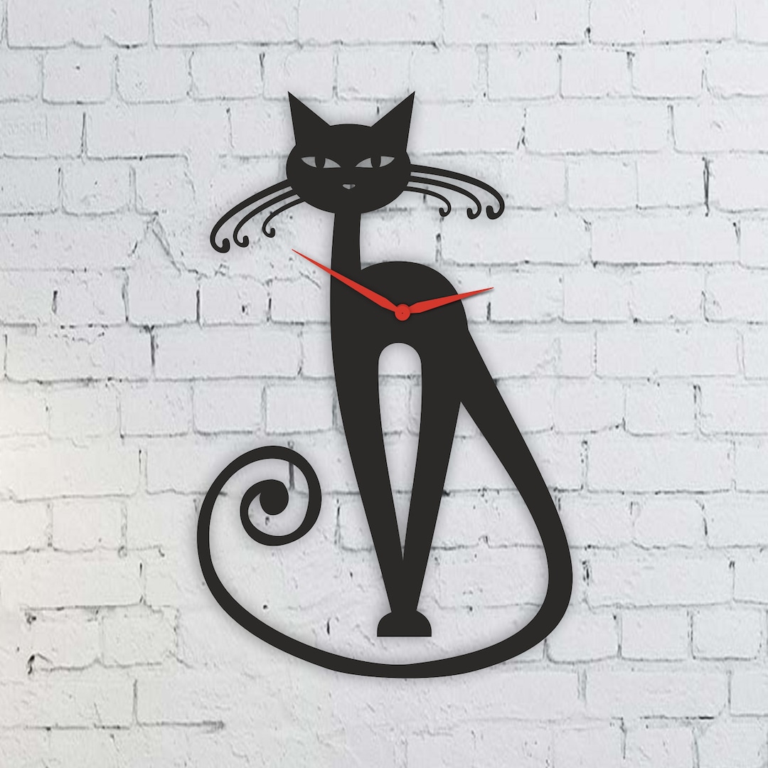 Decorative Cat Wall Clock Laser Cut File CNC Glowforge Xtool DXF SVG ...