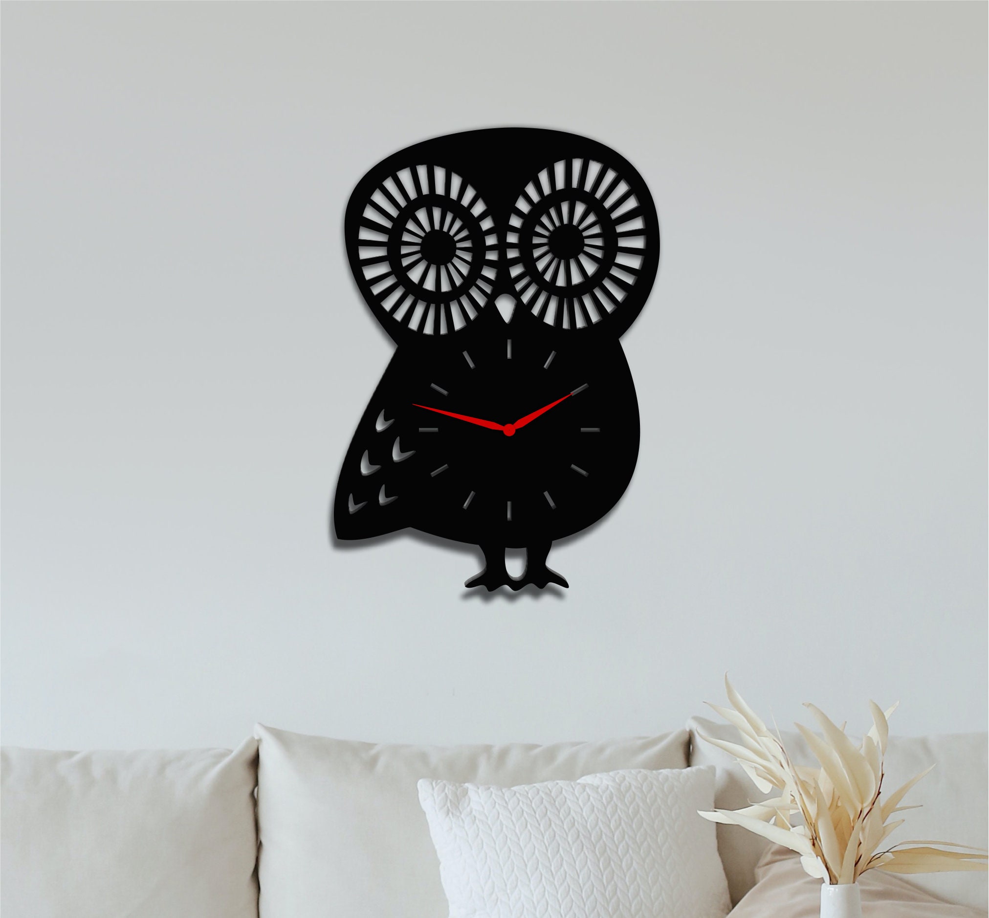 Laser Cut Owl Wall Clock SVG DXF Files Home Wall Decor Glowforge Xtool ...
