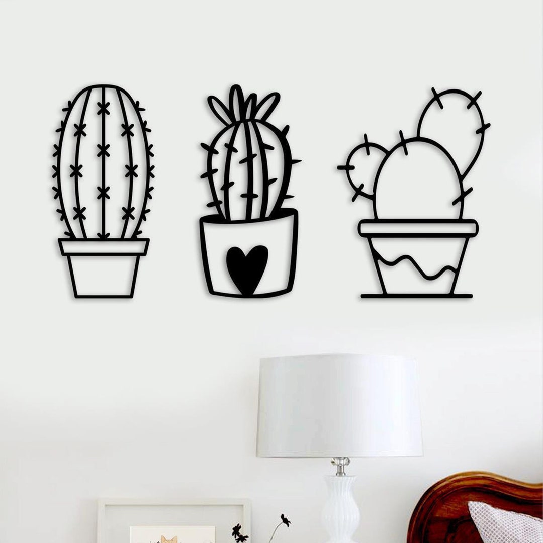 Laser Cut Cactus Bundle Files Home Decor Metal Panel Wall Art Glowforge ...