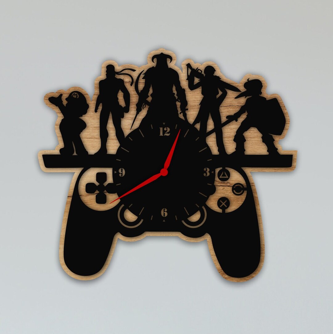 Laser Cut Gamer Clock Svg Files Game Controller Dxf File Home Wall ...
