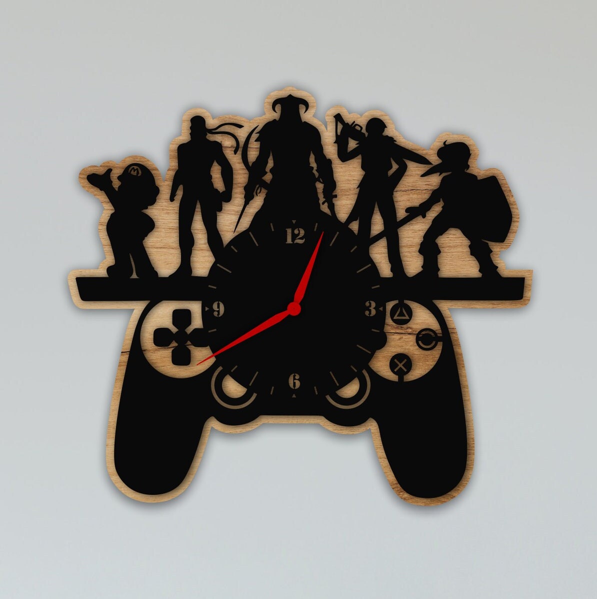 Laser Cut Gamer Clock Svg Files Game Controller Dxf File Home Wall ...
