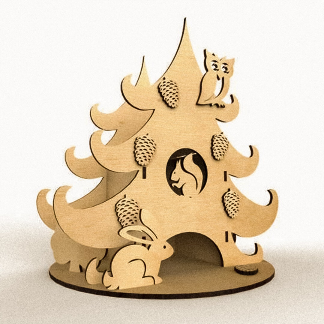 Laser Cut Pine Tree Tea Holder File Tea House Box Glowforge Xtool SVG ...