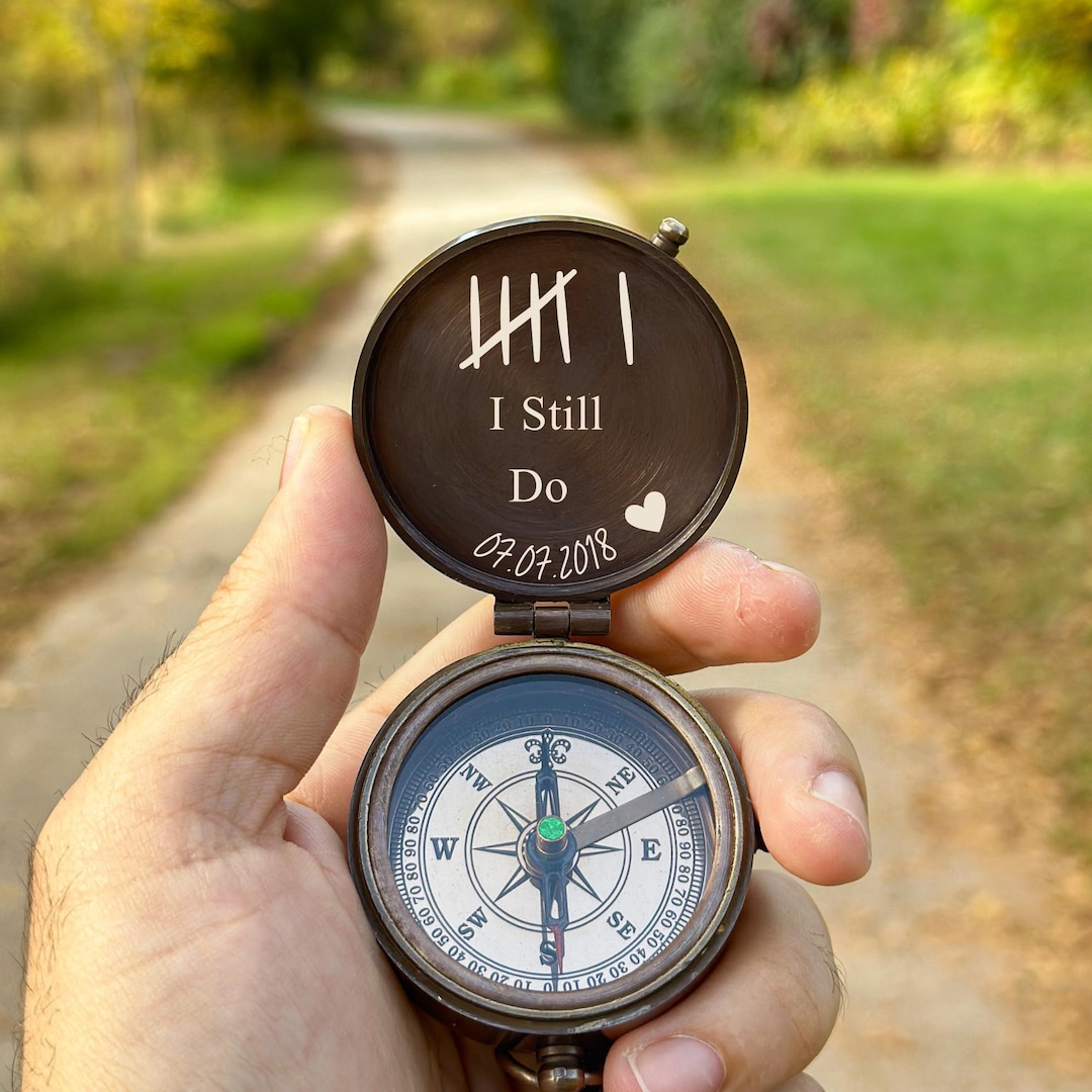 6 Tally Mark Compass, Husband Wife Gift, Gifts for Men, Gifts Women, 6th Wedding Iron ...