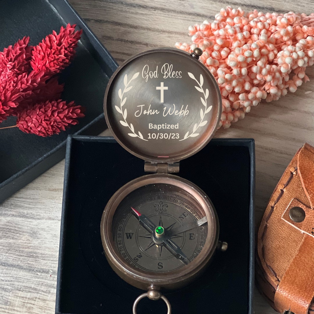 Personalized Baptism Compass, Baptism Gift for Boy, Christening Compass ...