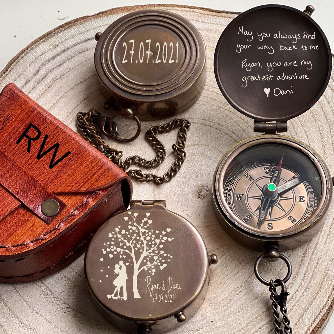 Your Actual Handwriting Compass, Wedding Gift for Groom, Boyfriend ...