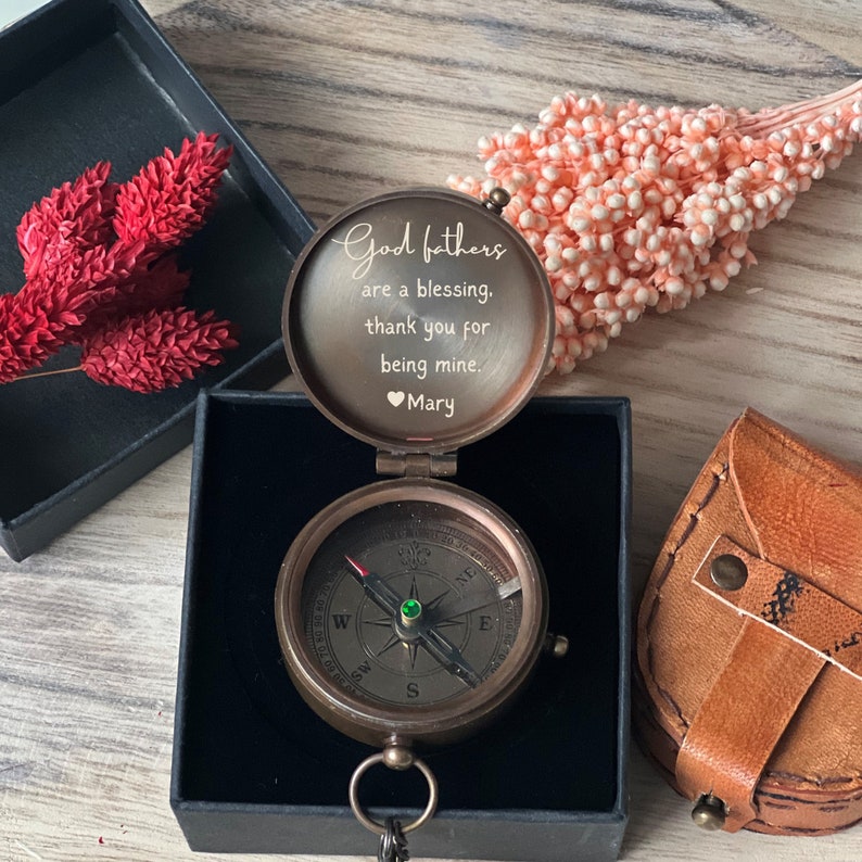 Godfather Gift Compass for God Father Engraving Custom - Etsy