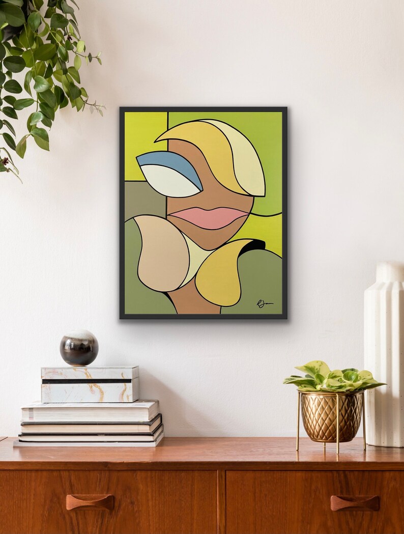 Original Painting, Modern Cubism, Abstract Face, Acrylic on Canvas ...