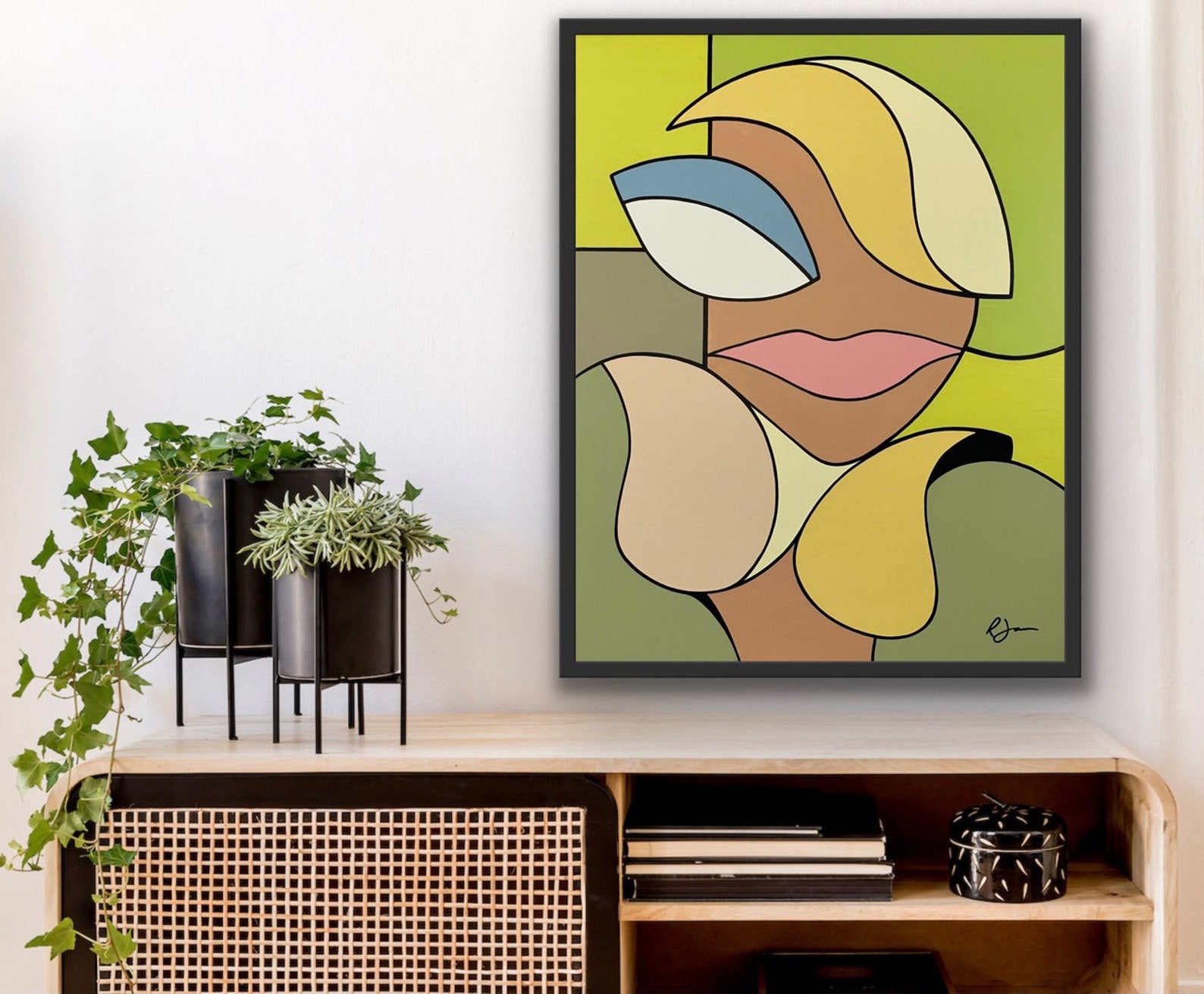 Original Painting, Modern Cubism, Abstract Face, Acrylic on Canvas ...
