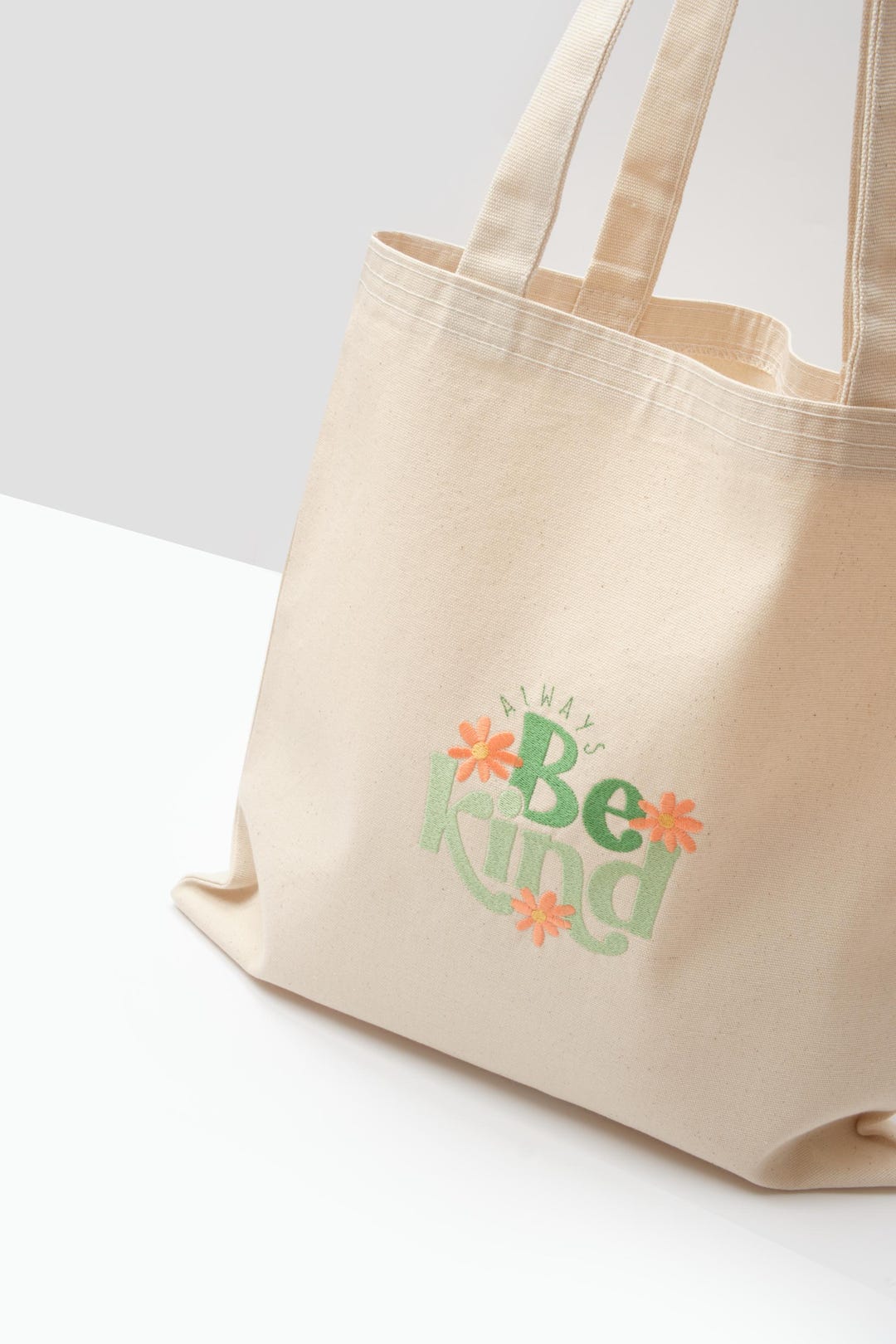 Positive Quote Embroidered Tote Bag / Cute Tote Bag With Flowers ...
