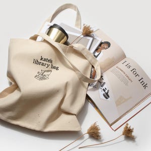 Custom Embroidered Library Tote Bag - Personalized Book Lover Gift ...