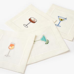 Custom Embroidered Cocktail Napkins With Drink Icons / Embroidered ...