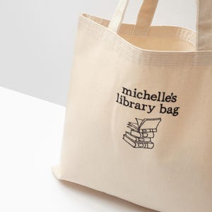 Custom Embroidered Library Tote Bag - Personalized Book Lover Gift ...