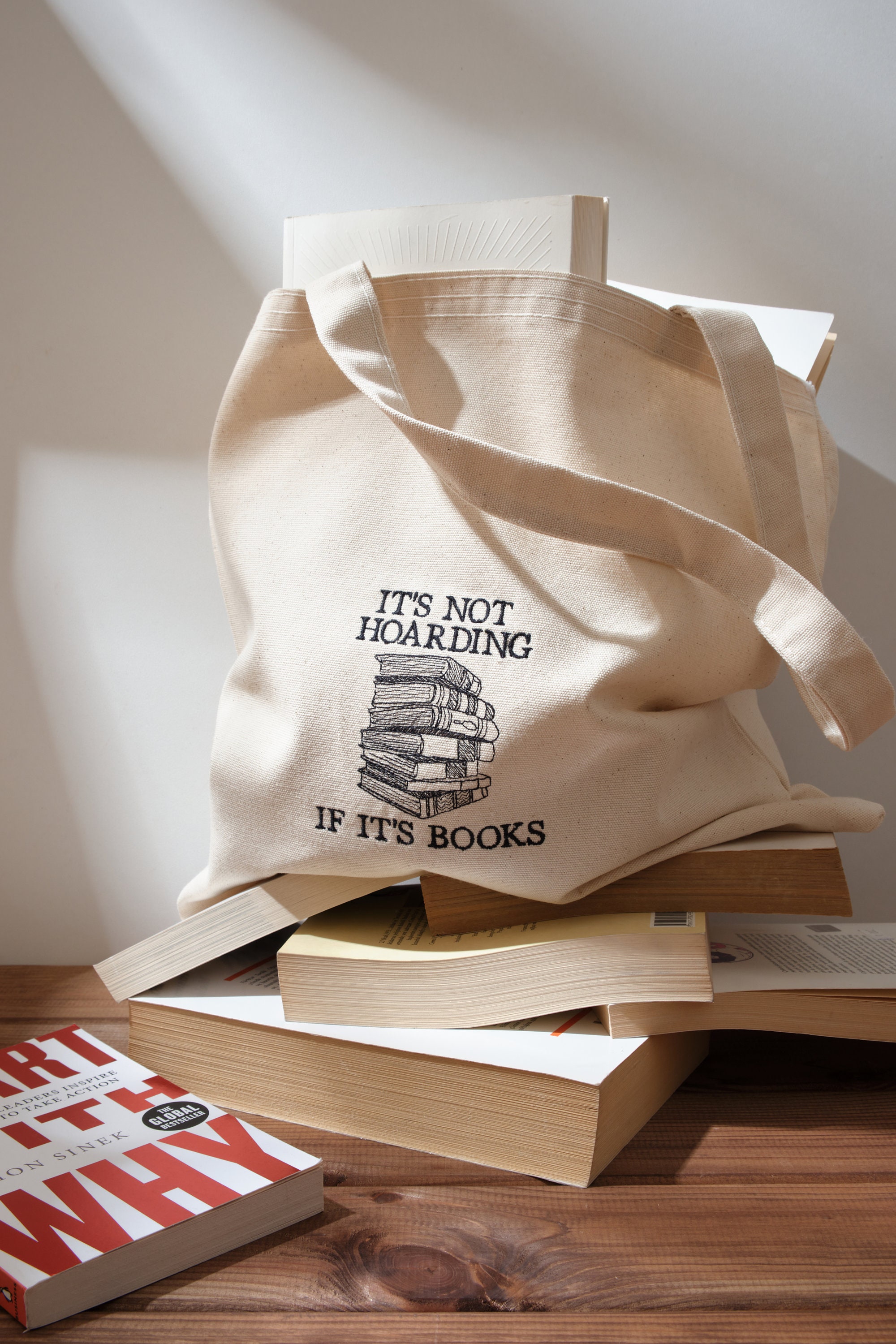 It's Not Hoarding If It's Books Embroidered Tote Bag/ Gift for Book ...