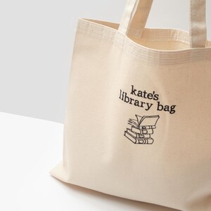 Custom Embroidered Library Tote Bag - Personalized Book Lover Gift ...