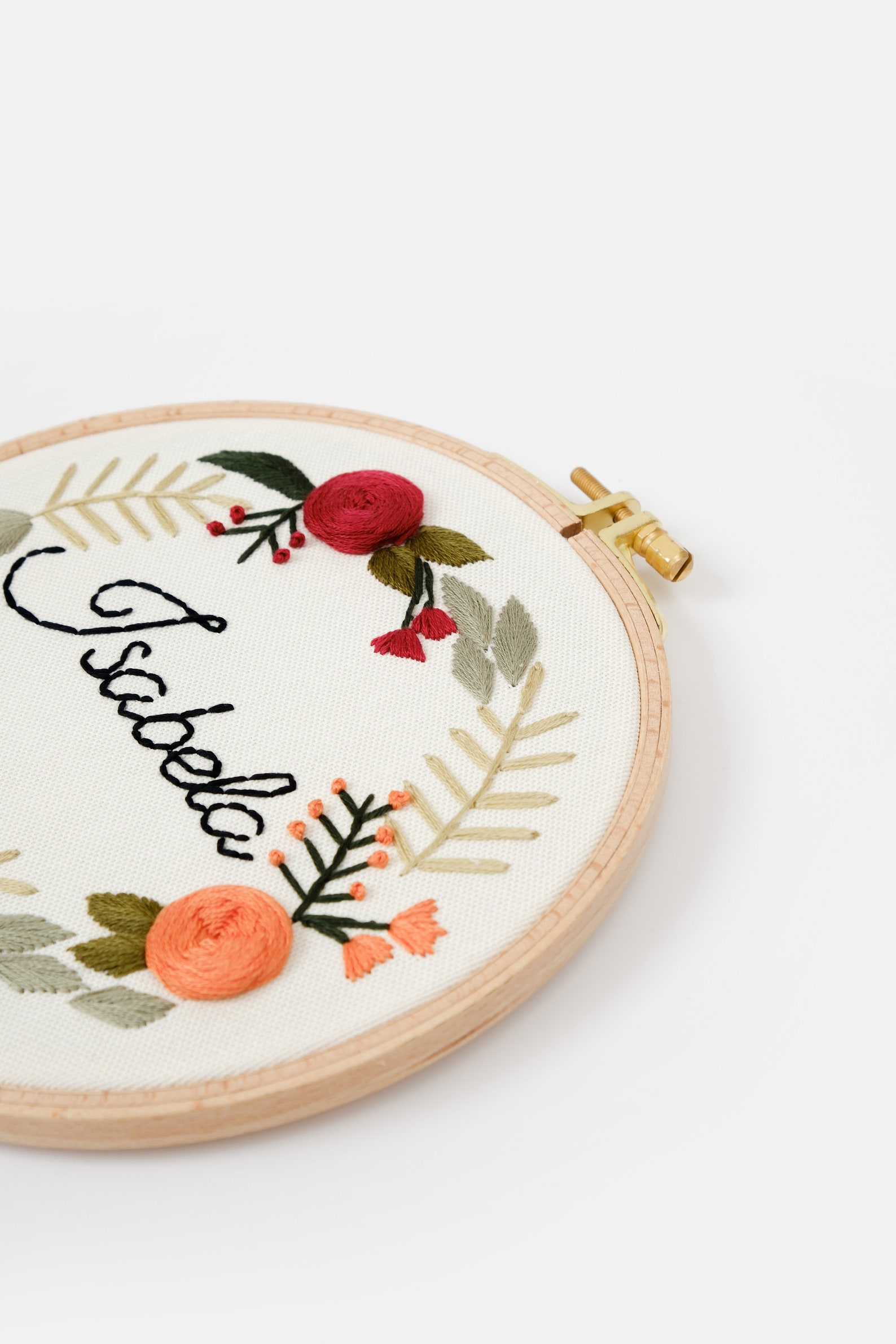 Custom Name Embroidery Hoop Embroidered Nursery Decor Floral - Etsy