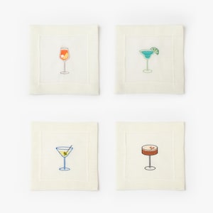 Custom Embroidered Cocktail Napkins With Drink Icons / Embroidered ...
