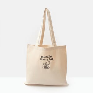 Custom Embroidered Library Tote Bag - Personalized Book Lover Gift ...