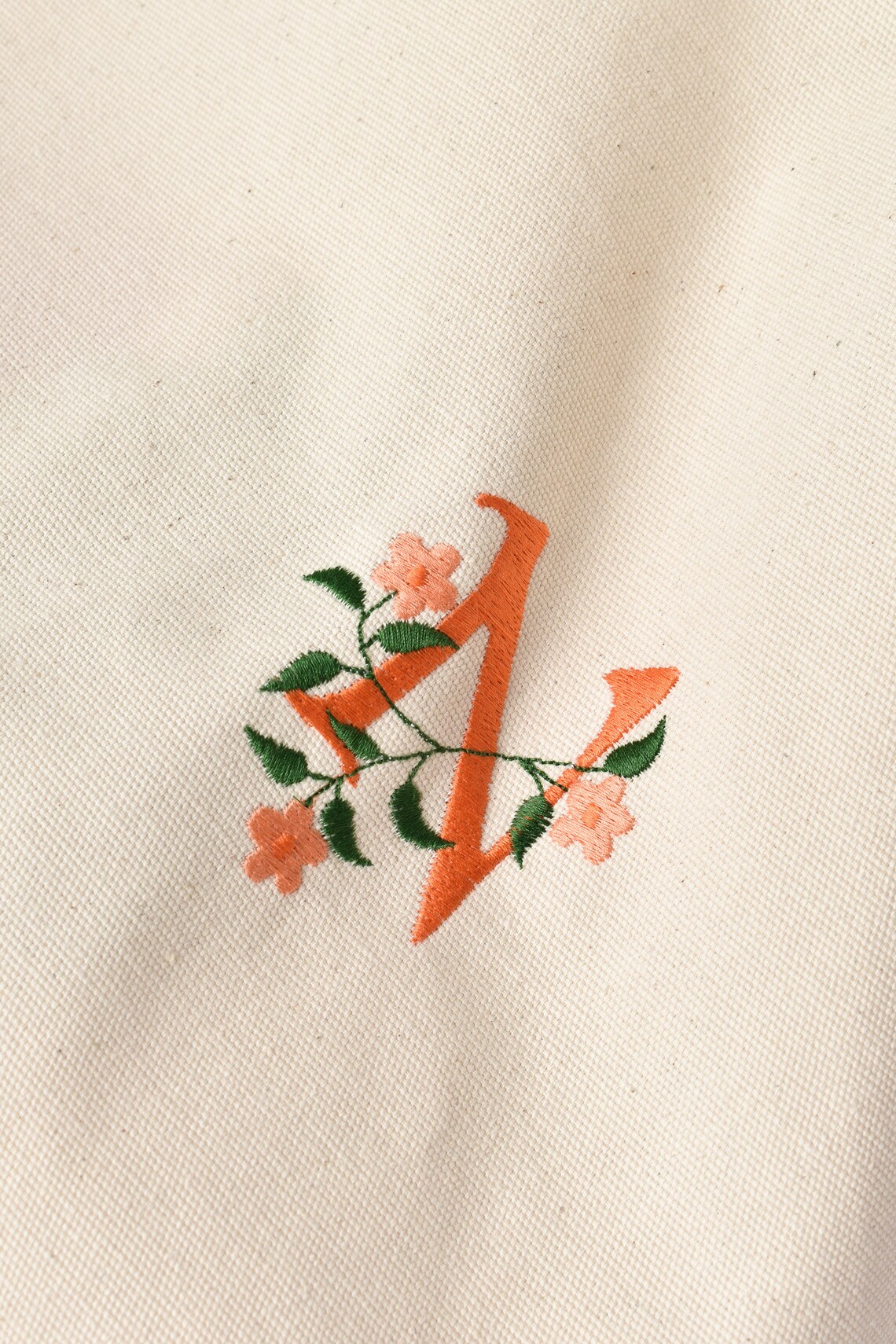 Personalized Floral Initial Embroidered Tote Bag Custom - Etsy