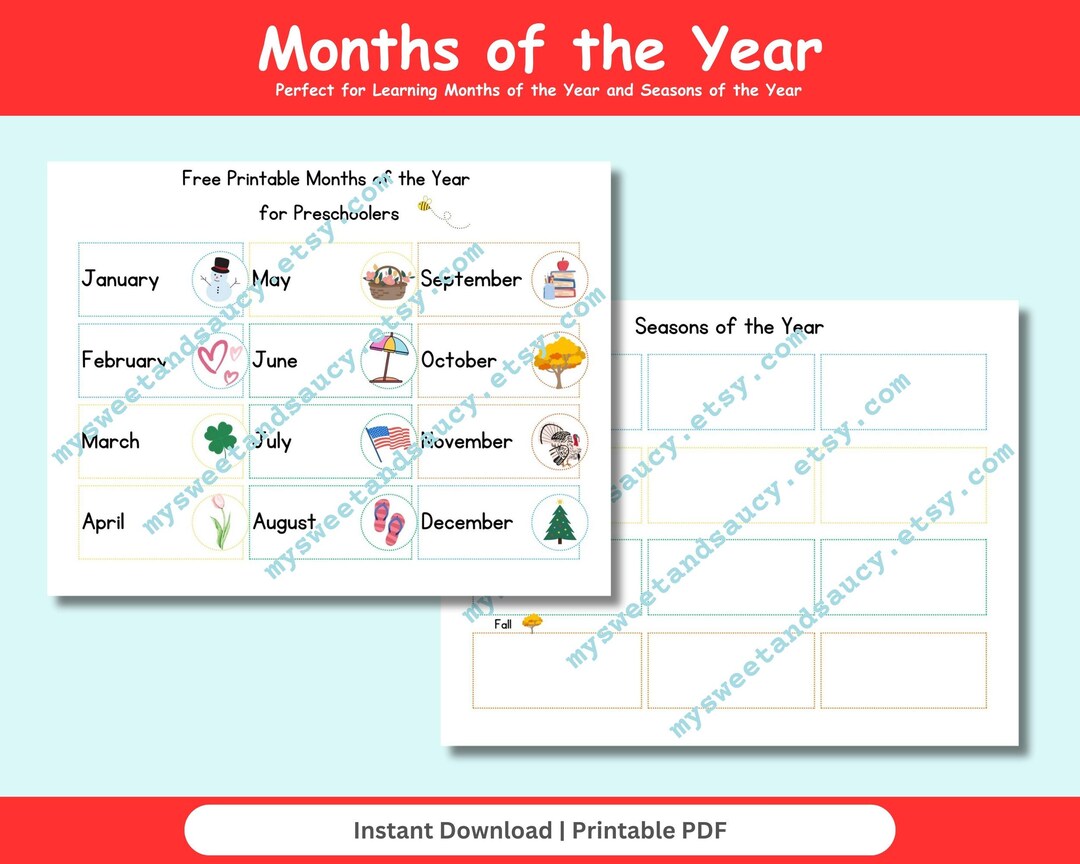 Months of the Year Chart Printable, 12 Months Poster, Classroom Charts ...