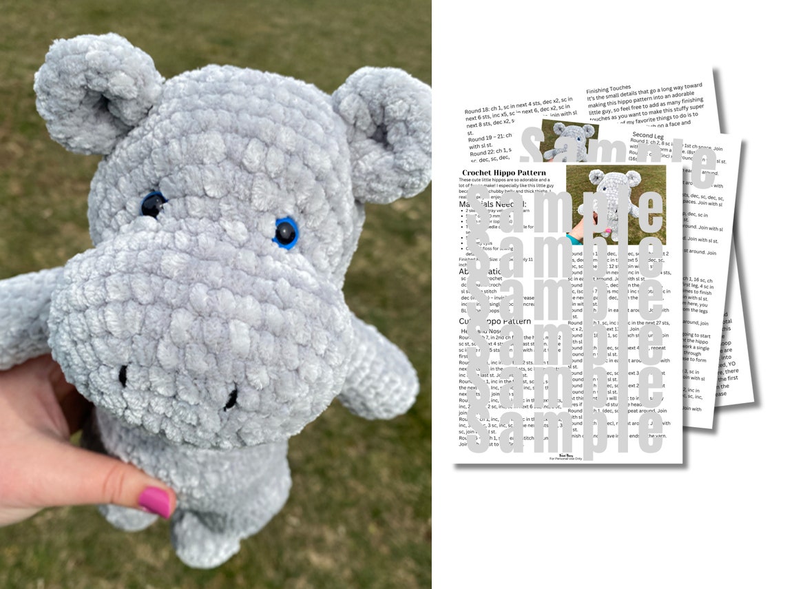Crochet Hippo Pattern, Crochet Pattern, Amigurumi Pattern, Hippo ...
