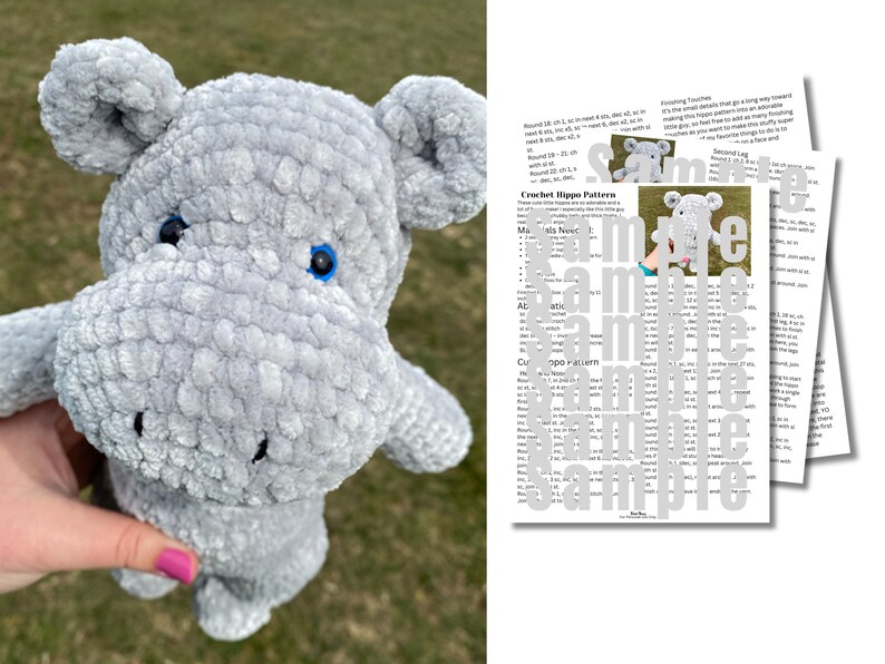 Crochet Hippo Pattern, Crochet Pattern, Amigurumi Pattern, Hippo ...