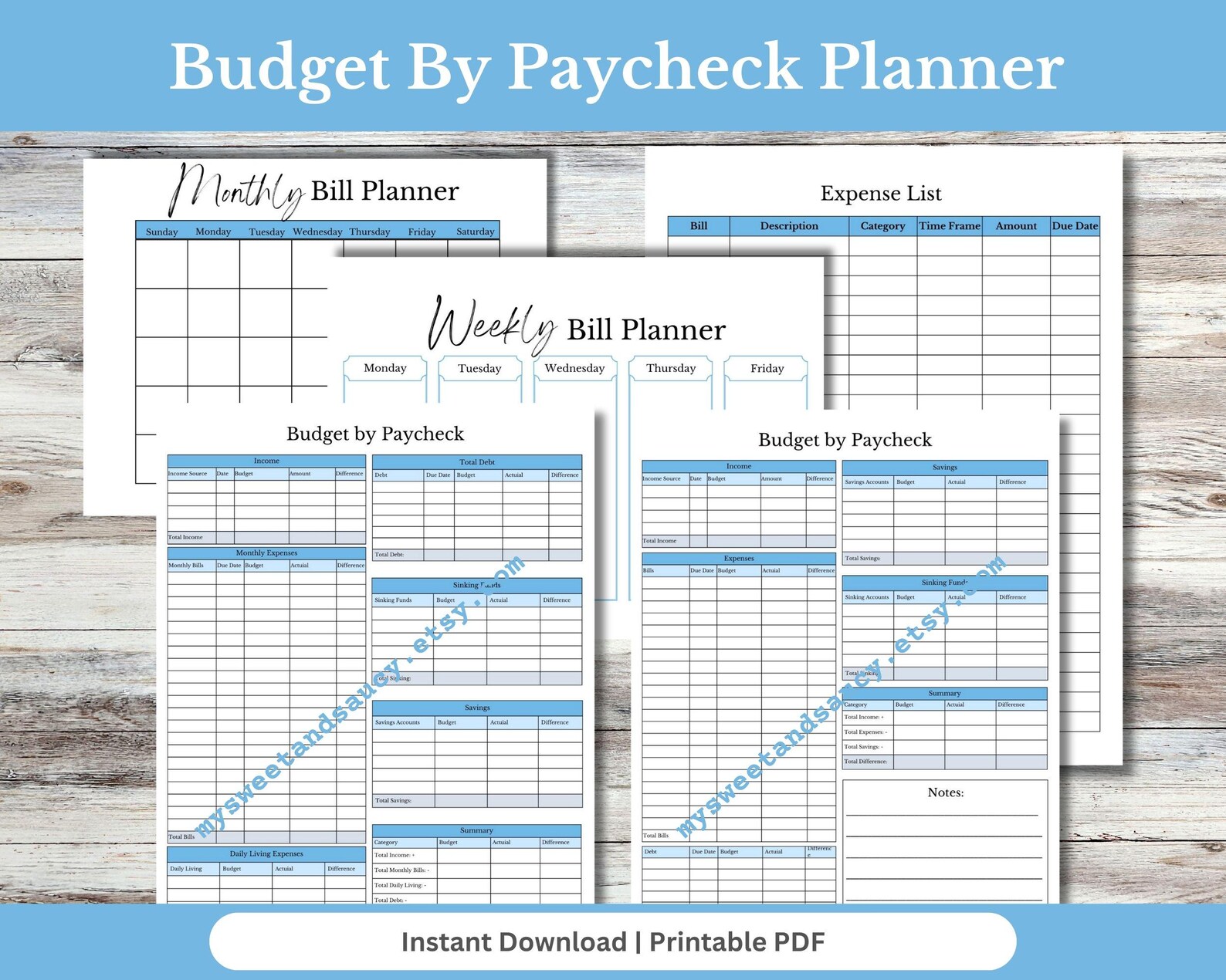 Paycheck Budget Planner, Budget by Paycheck Template, PDF Printable ...