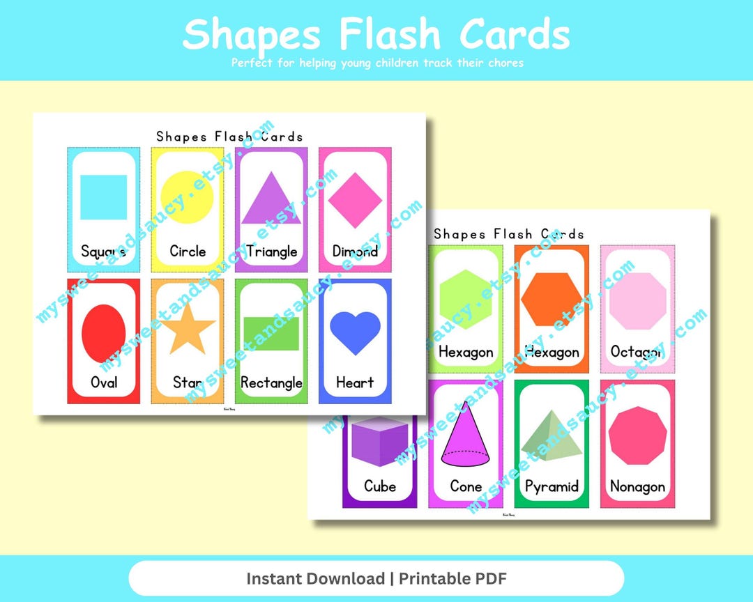 Shapes Flash Cards, Shapes Flashcards, Geometric Shapes Flash Cards ...