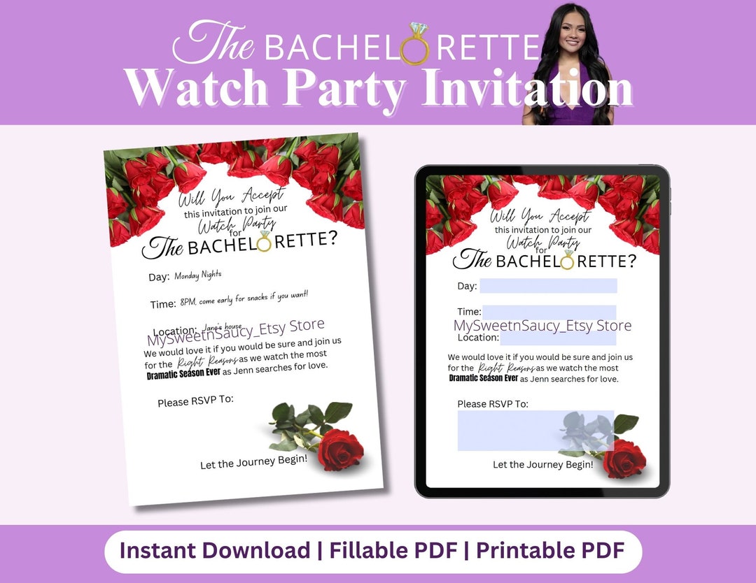 The Bachelorette Watch Party Invitation Season 21 Bachelor Fantasy ...