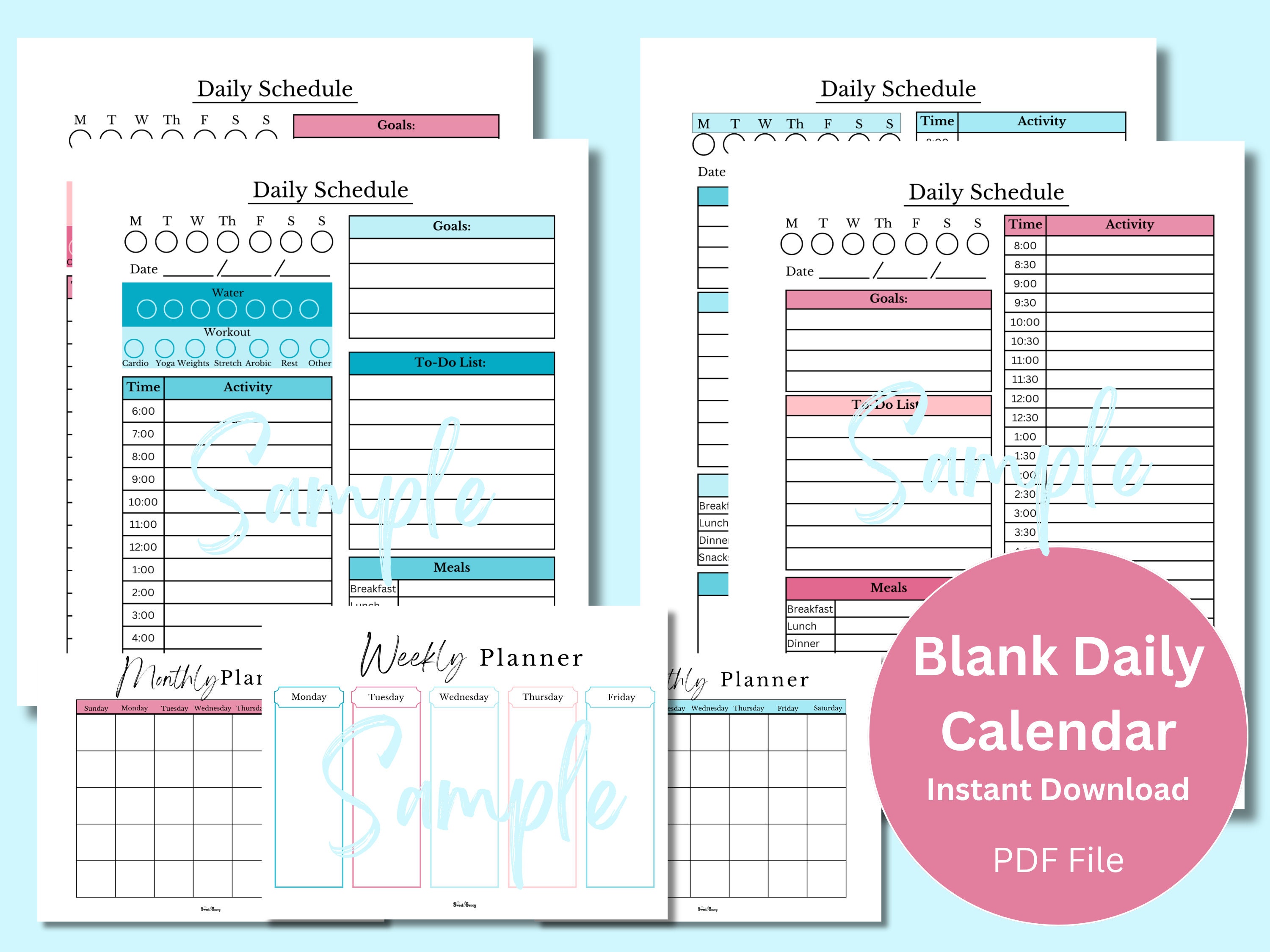Daily Calendar Printable Blank Daily Calendar Daily Schedule for Kids ...