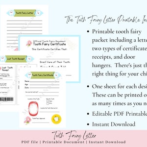 Tooth Fairy Letter and Tooth Fairy Receipt, First Tooth Certificate ...