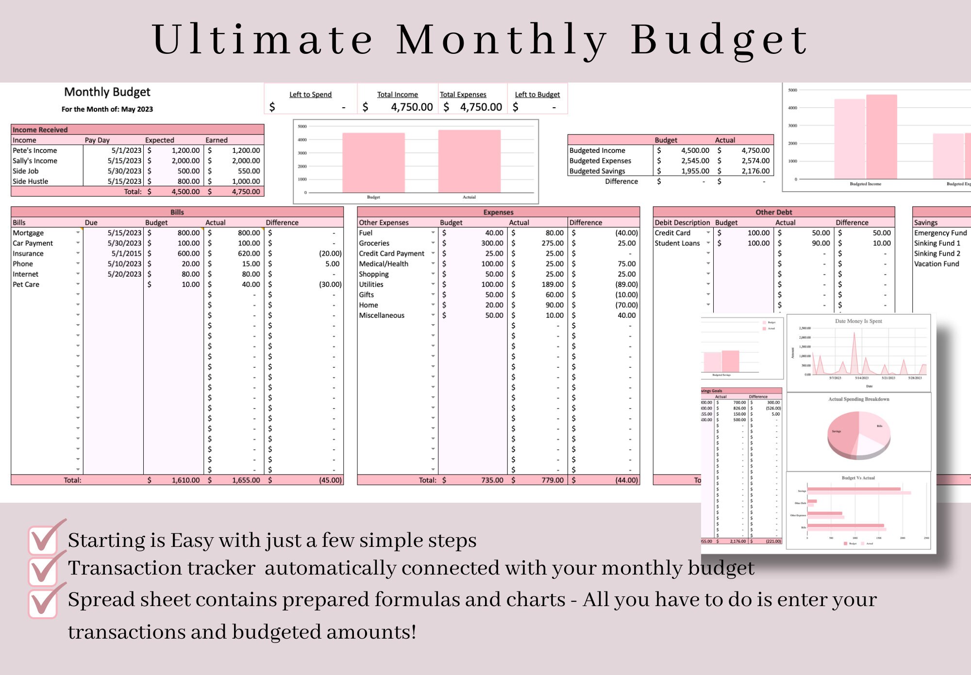 Ultimate Budget Planner Google Sheets, Budget Spreadsheet, Google ...