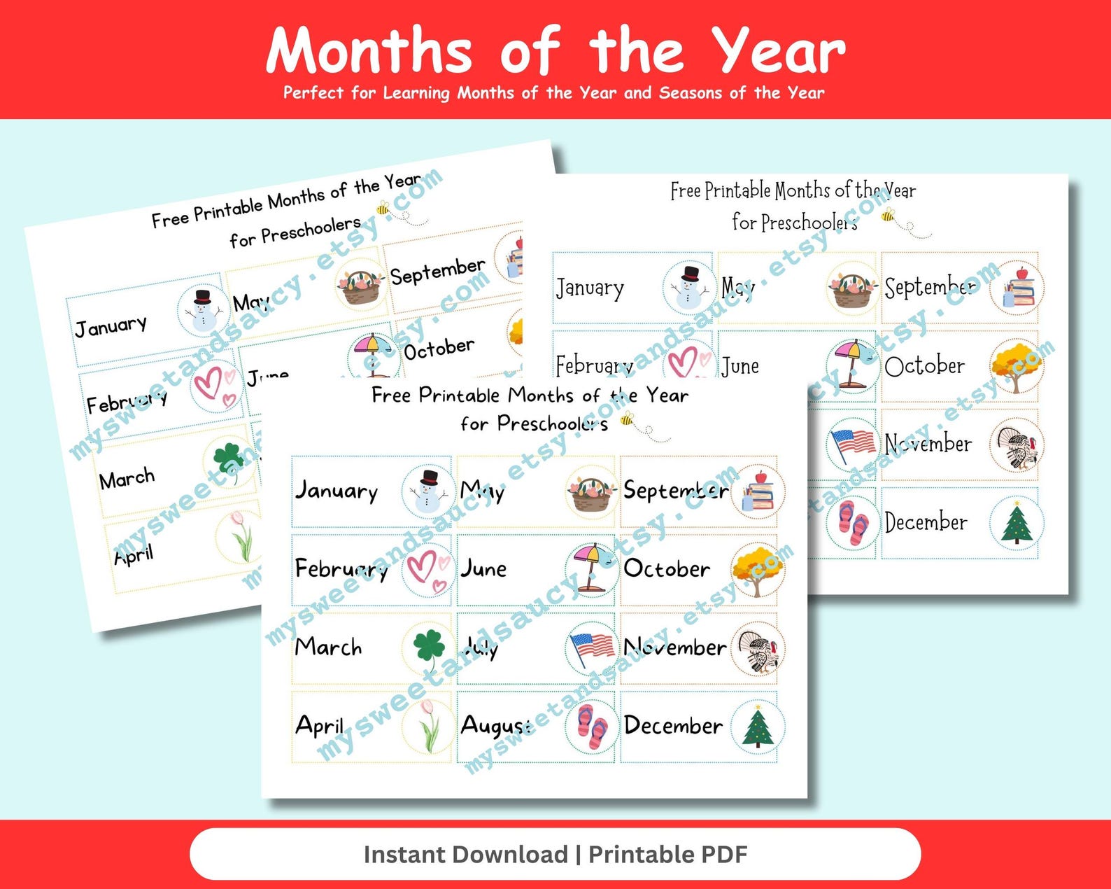 Months of the Year Chart Printable, 12 Months Poster, Classroom Charts ...
