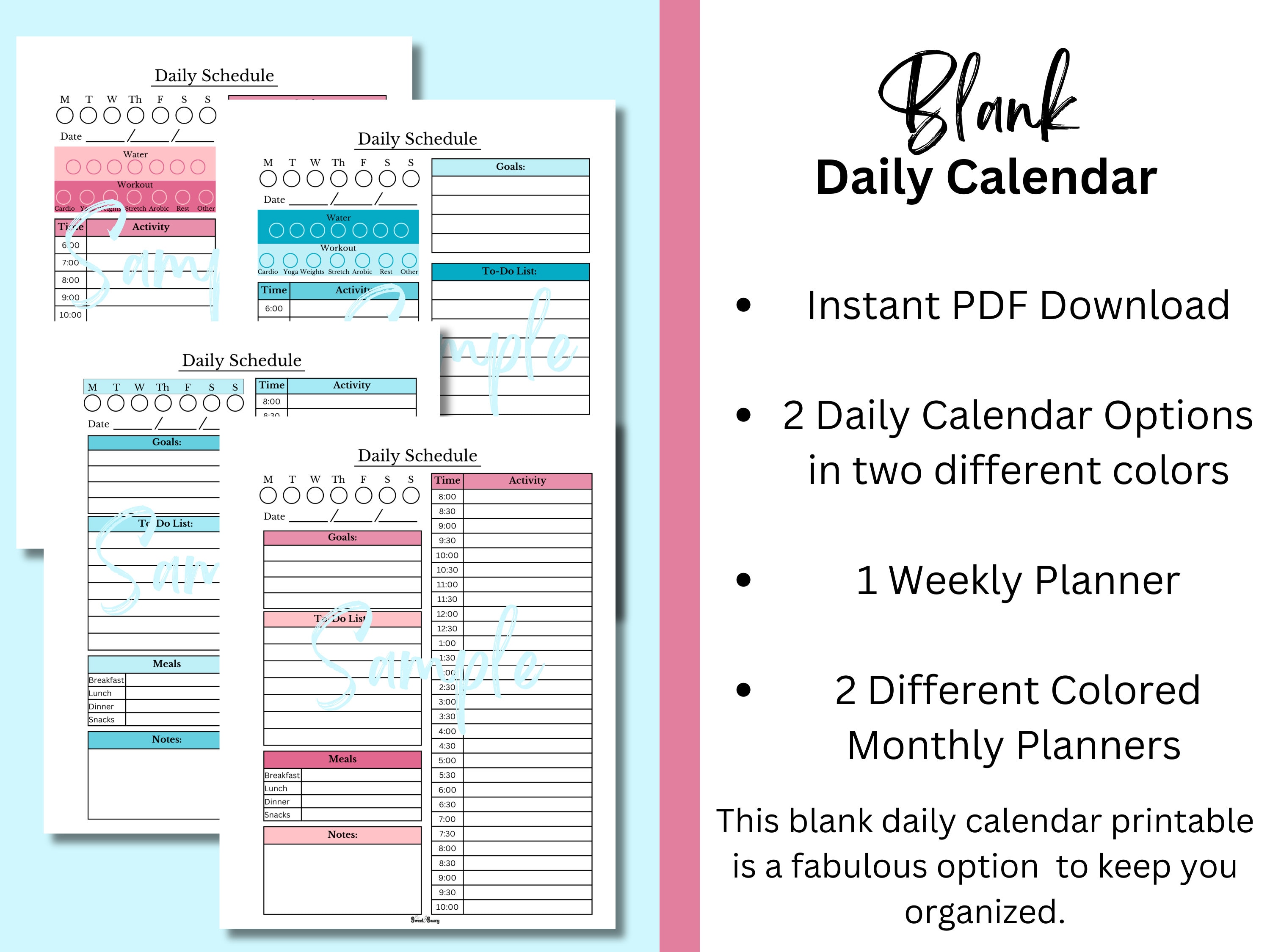 Daily Calendar Printable Blank Daily Calendar Daily Schedule for Kids ...