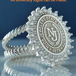 Custom Sterling Silver College Ring, University Graduation Gift - Etsy