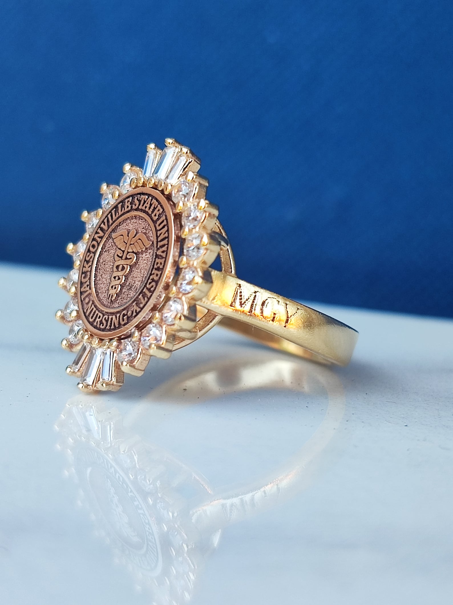Custom Nursing Class Ring for Women – Gold Graduation Ring With CZ and ...
