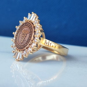 Custom Nursing Class Ring for Women – Gold Graduation Ring With CZ and ...