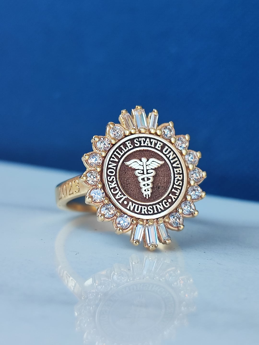 Custom Nursing Class Ring for Women – Gold Graduation Ring With CZ and ...