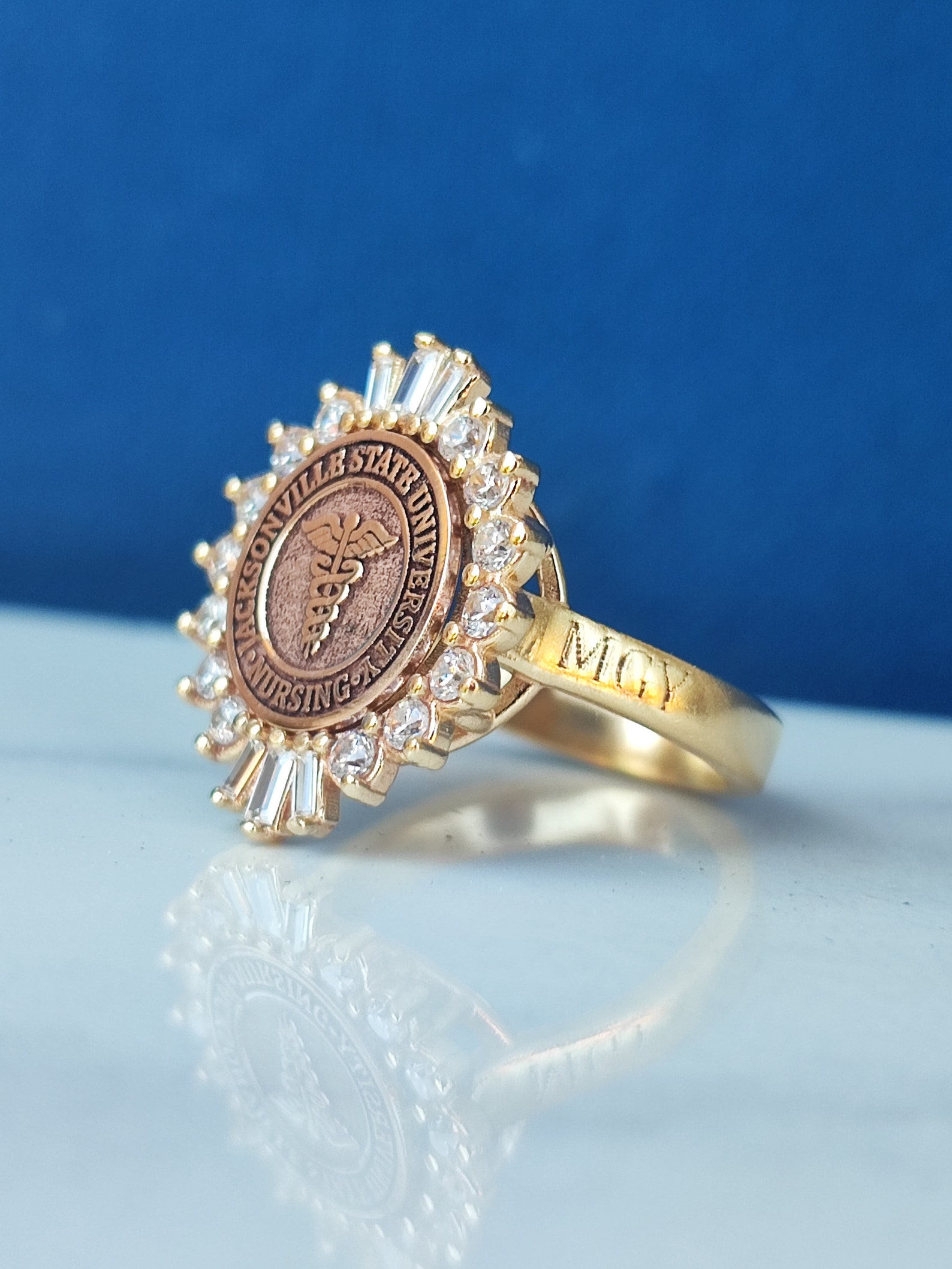 Custom Nursing Class Ring for Women – Gold Graduation Ring With CZ and ...