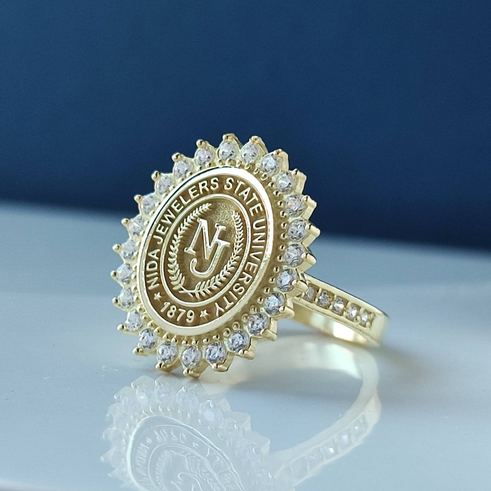 Colege Ring , 14K Ring , Personalized Jewelry .solid Gold, Personalized ...