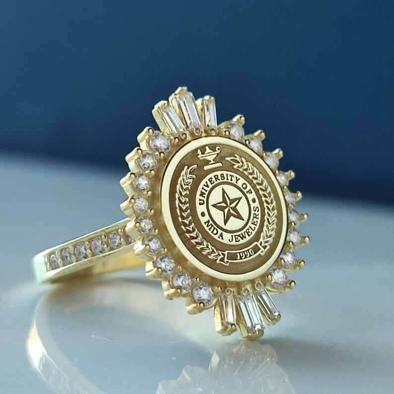 Custom 14K Gold College Ring, Graduation Gift - Etsy