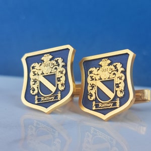 Personalized Family Crest Cufflinks,gold Custom Coat of Arms Cuff Links ...