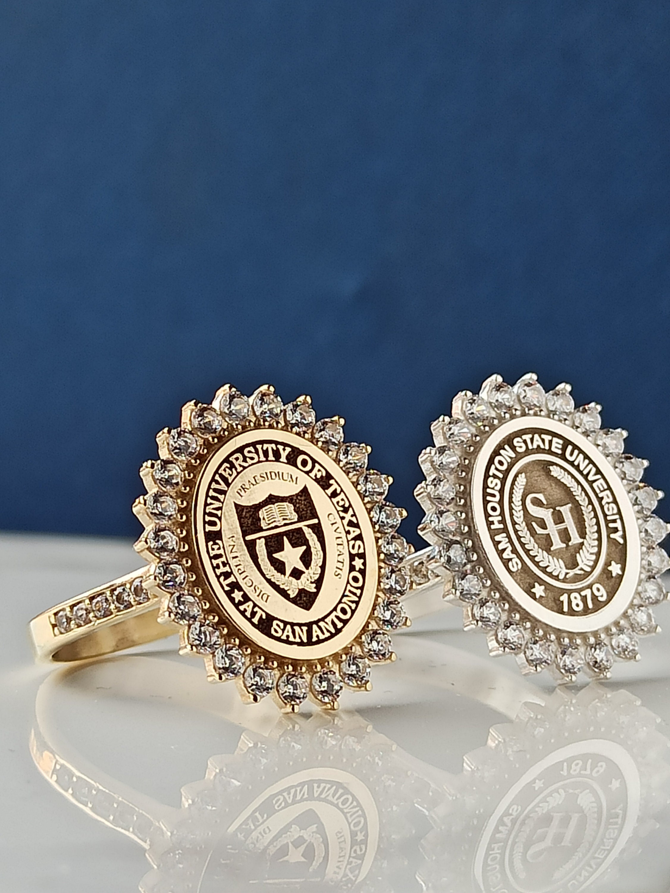 Oval Ring College Ring Gold Ring Solid Ring Class Ring | Etsy