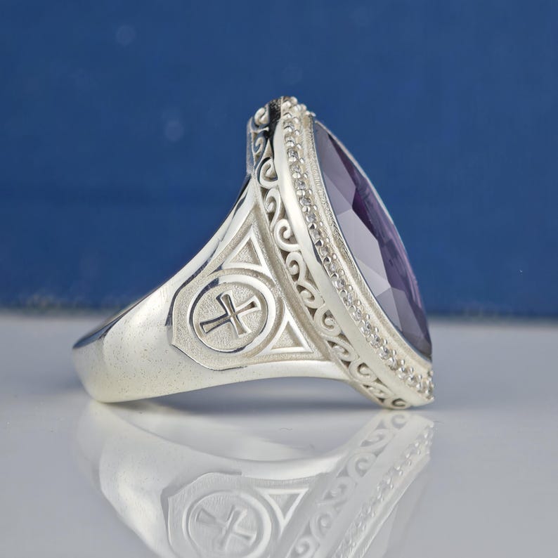 Custom Bishop Ring in Sterling Silver or Gold – Religious Signet Ring ...