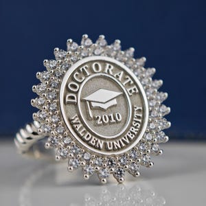 College Class Ring , Sterling Silver Class Ring, University Ring ...
