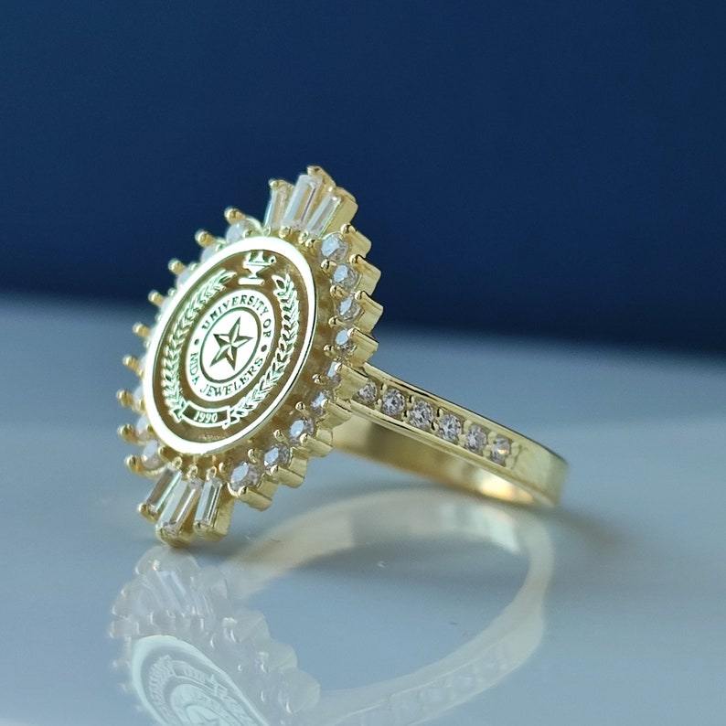 Custom 14K Gold College Ring, Graduation Gift - Etsy