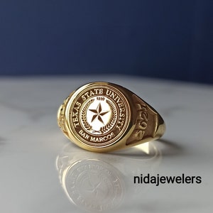 Personalized Sterling Silver Signet Ring, University Class Ring - Etsy