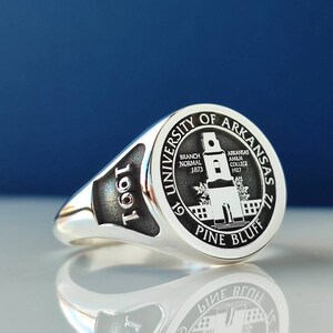Sterling Silver University Ring, Graduation Gift, Custom Crest - Etsy