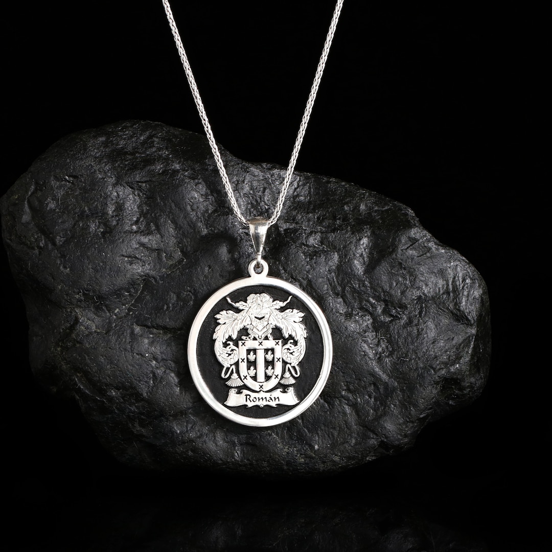 Personalized Crest Necklace - Custom Family Coat of Arms Jewelry in 10K ...