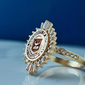 College Ring , Solid Gold College Ring , Class Ring , Baguette Women ...